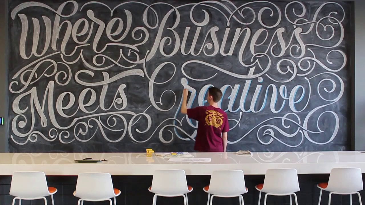 Hand Lettering 200 sq. ft. Chalkboard Time-Lapse on Vimeo