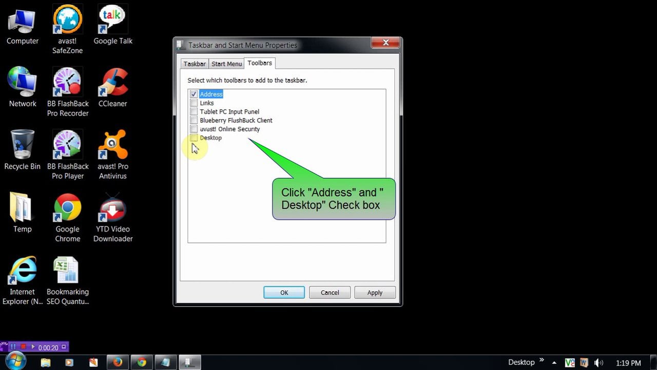 Status Bar: Launch website and Desktop without minimizing applications ...