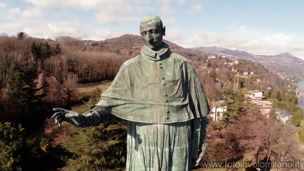 Air view of San Carlone - Arona - Maggiore Lake - Colossus of San Carlo ...