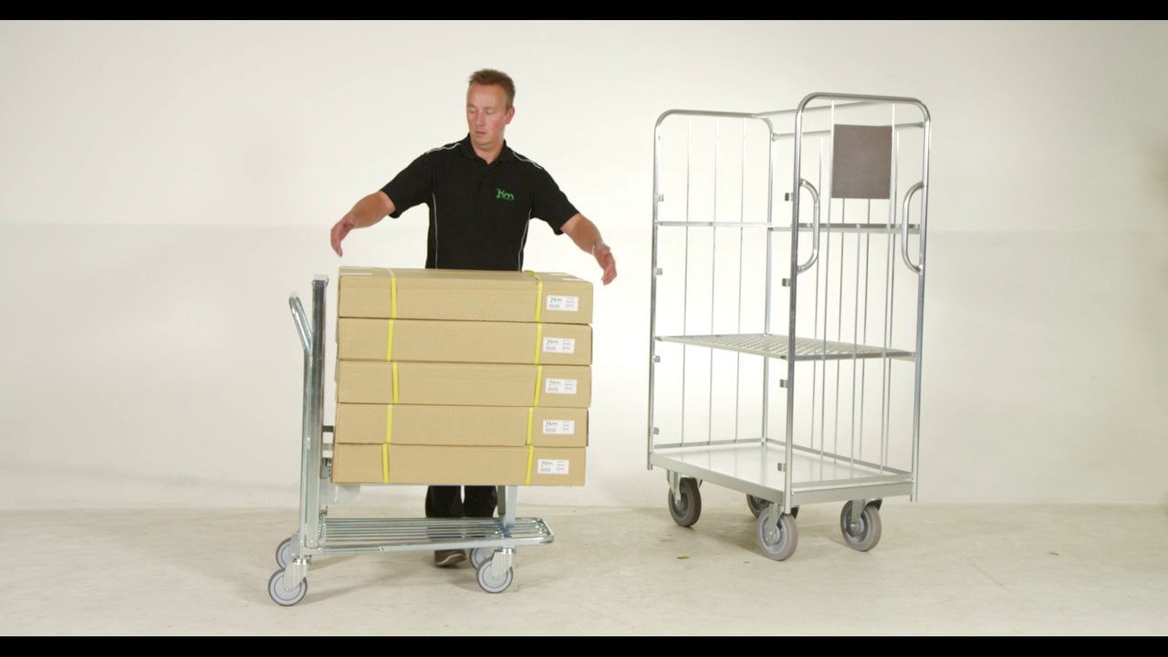 Stock trolley, self levelling, capacity 300kg on Vimeo