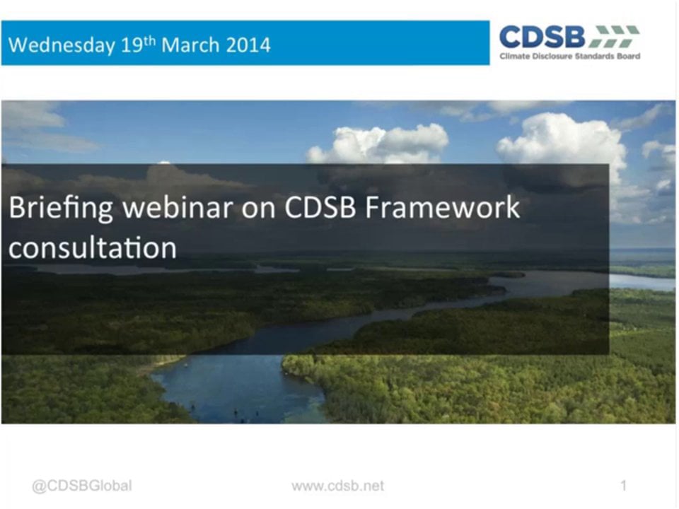 CDSB Draft Framework consultation briefing - Americas on Vimeo