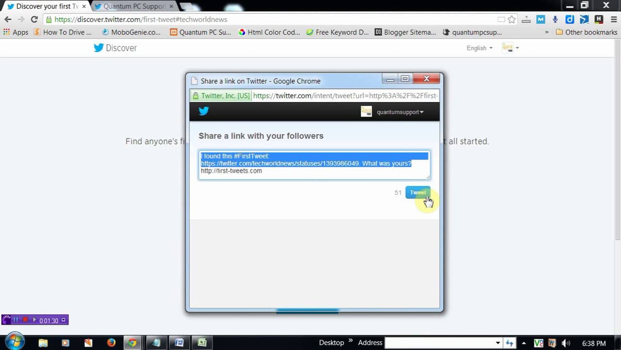 How to find user first tweet on Vimeo