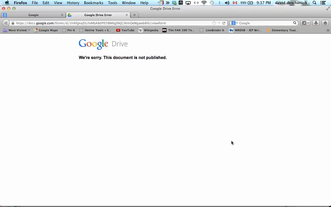 Google Form Error Message on Vimeo