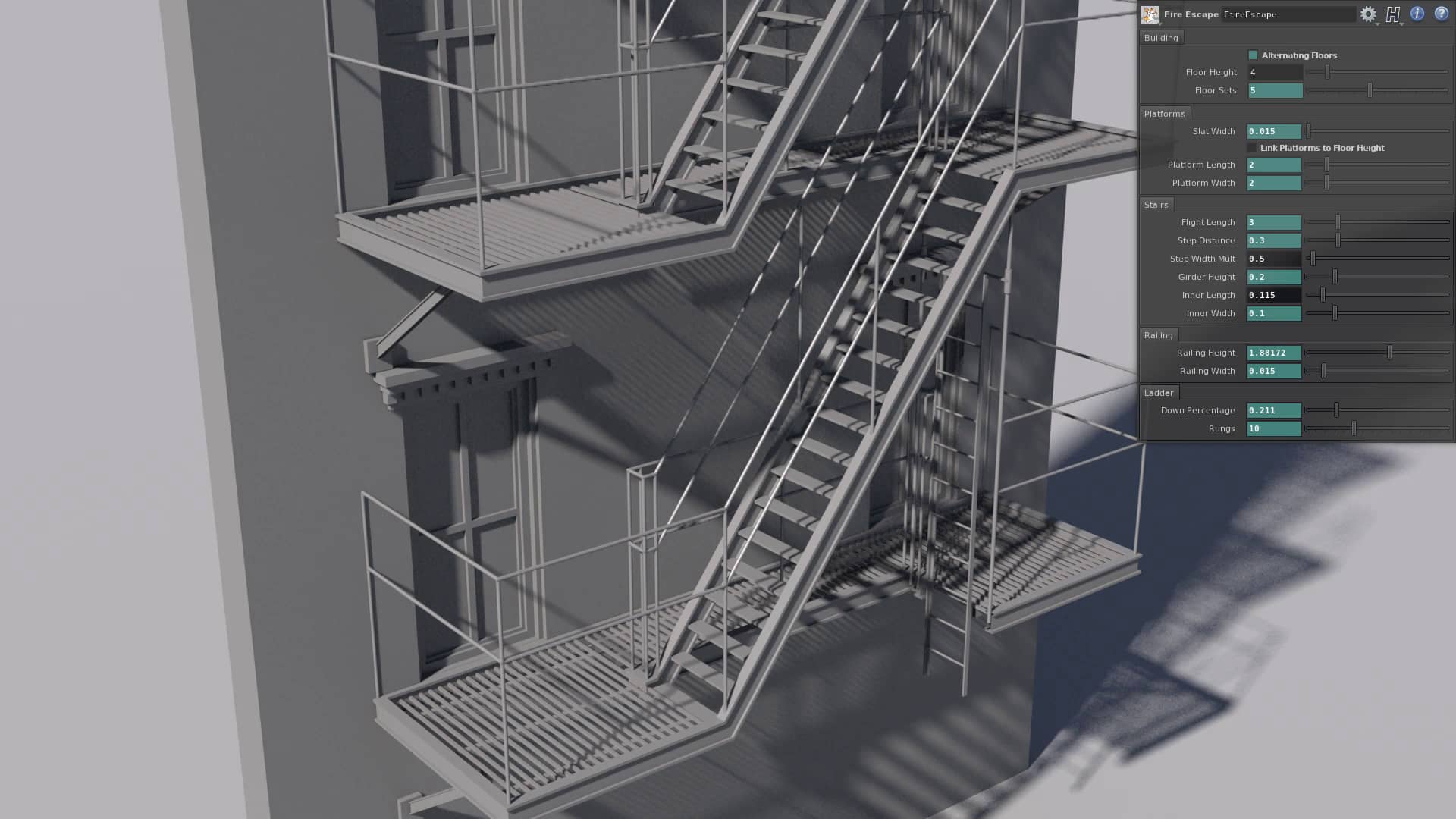 Houdini Procedural Fire Escape on Vimeo
