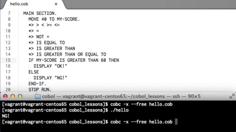 #10 IFで条件分岐をしてみよう | COBOL入門 - プログラミングならドットインストール