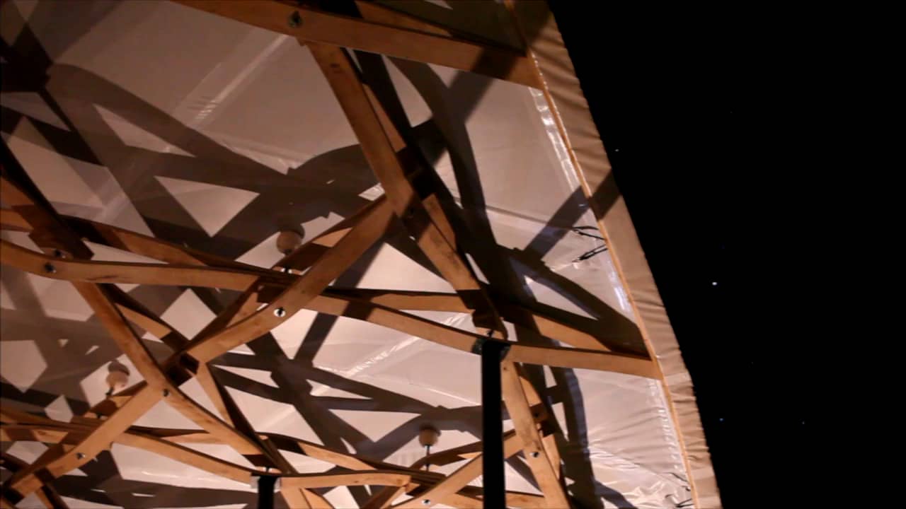 Architectural Association students design wood shelter with a twisting ...