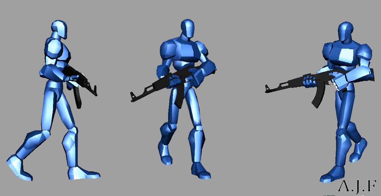 Walk Cycle with Gun on Vimeo