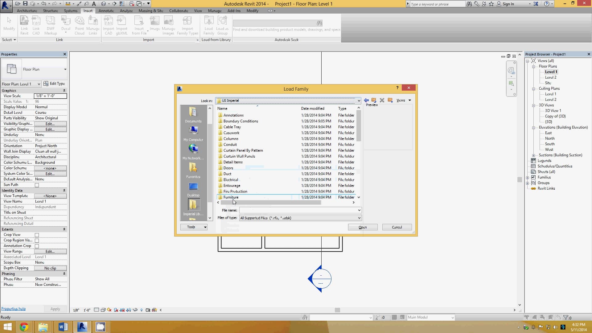 revit beginner, loading families on Vimeo