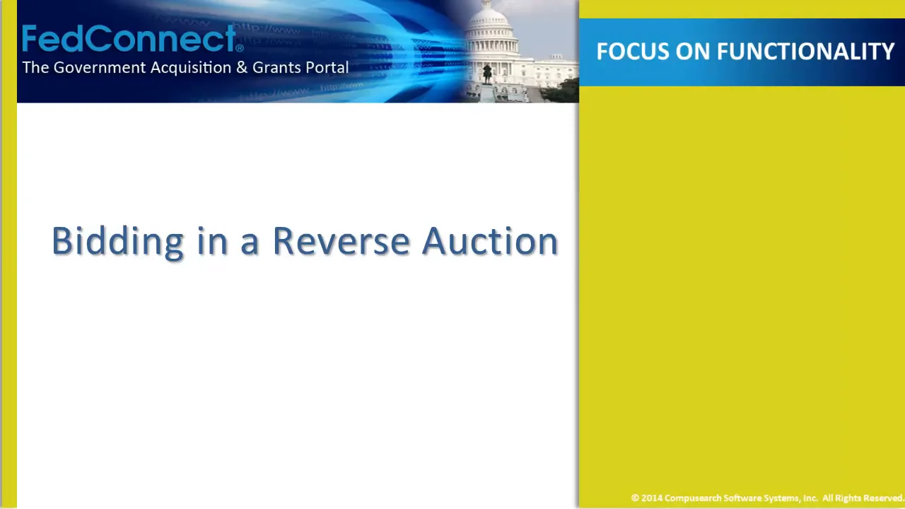 FedConnect - Bidding in a Reverse Auction on Vimeo