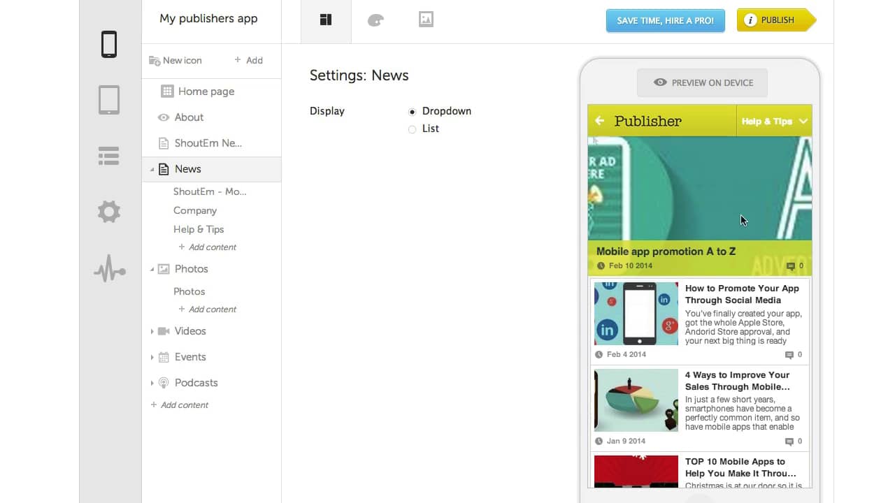 How to create news app for smartphone on Vimeo