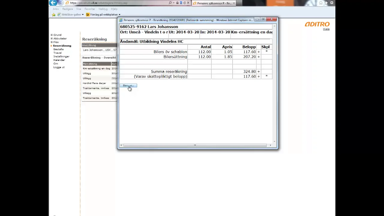 Personec självservice - hjälpfilmer - Kilometerersättning egen bil ...