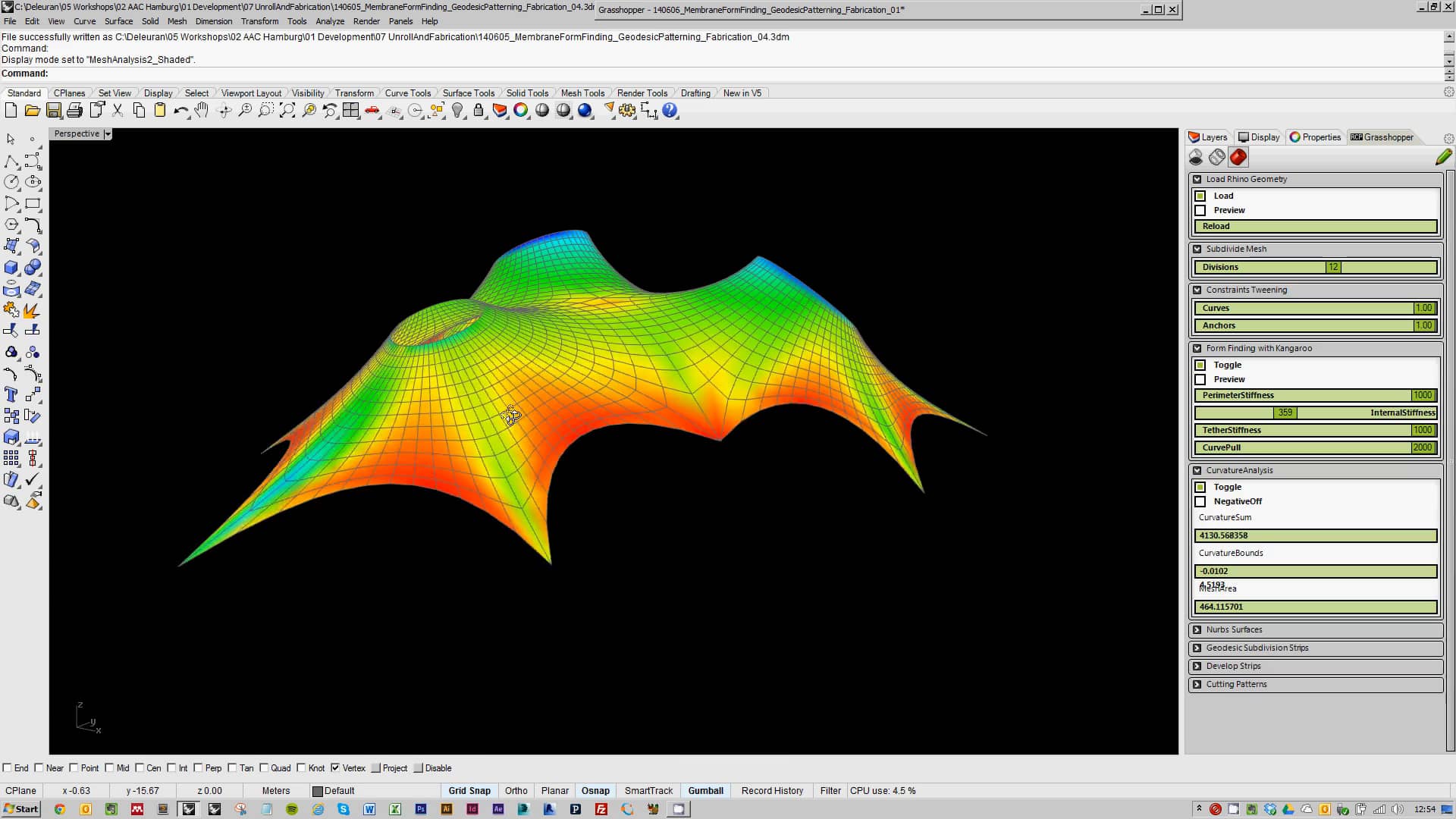 AAC Workshop - Membrane Form Finding and Geodesic Patterning Demo on Vimeo