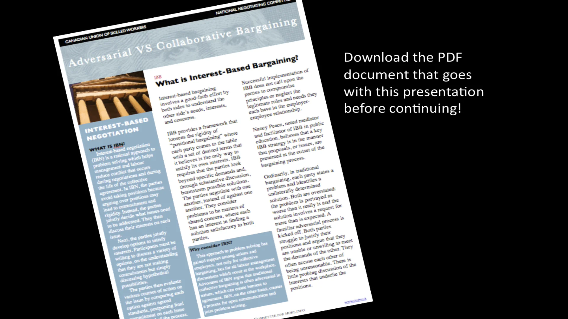 Bargaining Team Training - Adversarial VS Collaborative Bargaining on Vimeo