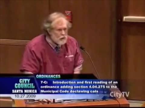 Dr Kenneth Jones speaks before Santa Monica City Council to ban cat ...