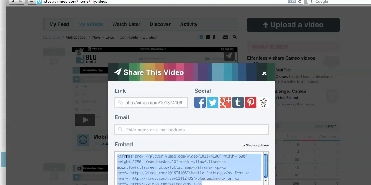 Video Section on Vimeo