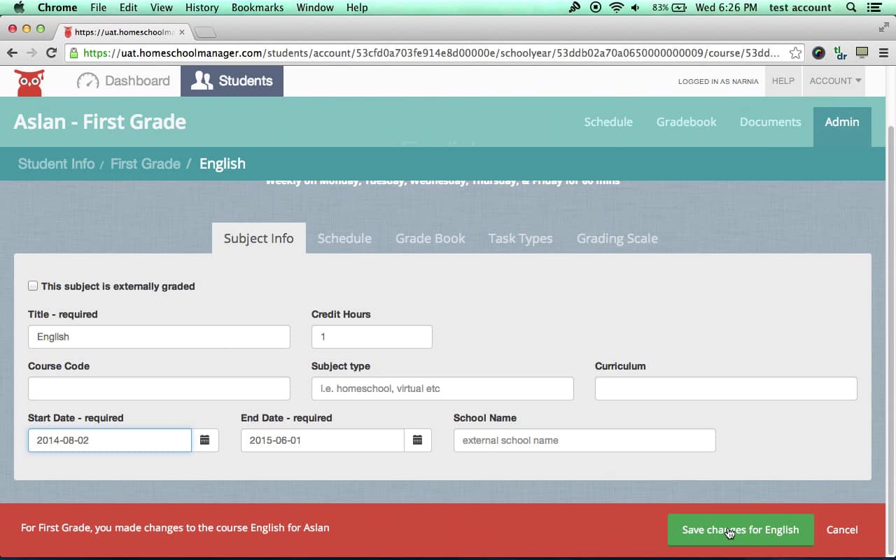 Subjects: Adding, Editing, and Deleting - Homeschool Manager on Vimeo