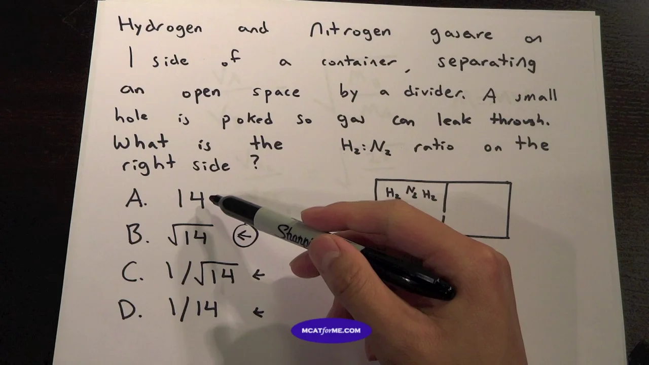 MCAT Question of the Day 11 Chemistry Graham's Law on Vimeo