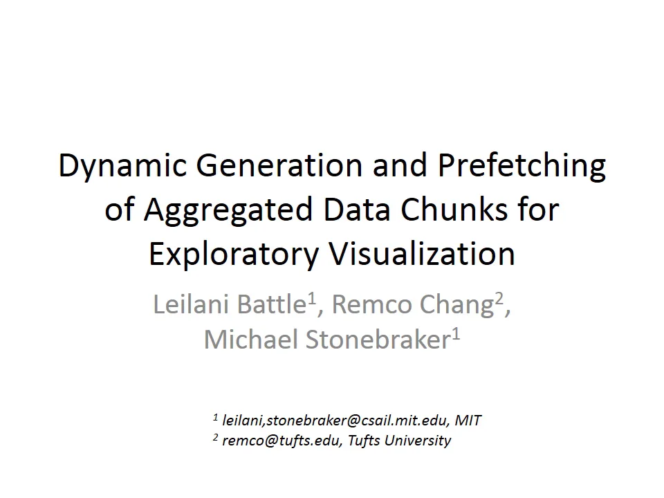 Dynamic Generation and Prefetching of Data Tiles for Exploratory Visualization on Vimeo