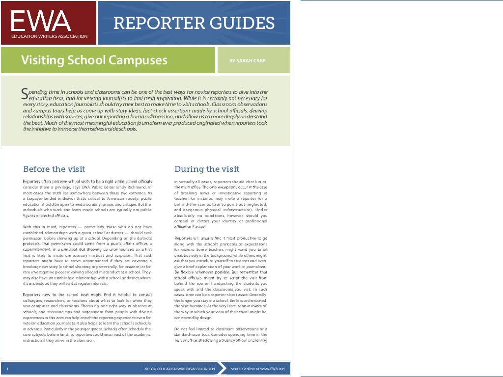 Guides for Reporters: Classroom Visits on Vimeo