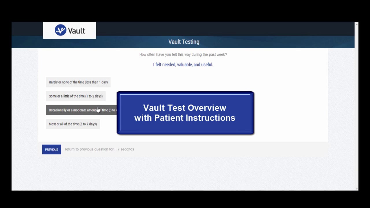 Vault test overview with patient instructions on Vimeo