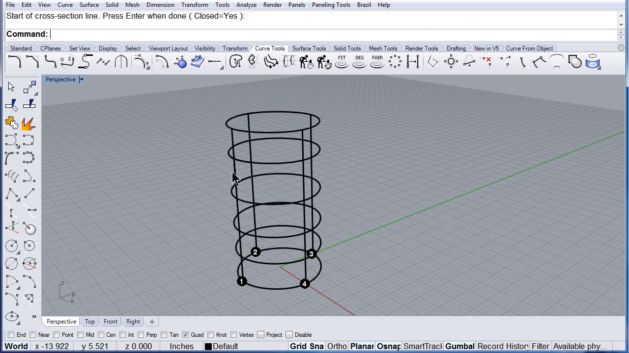 04 07 Curve from cross section profiles - Rhino Visual Tips 5 on Vimeo
