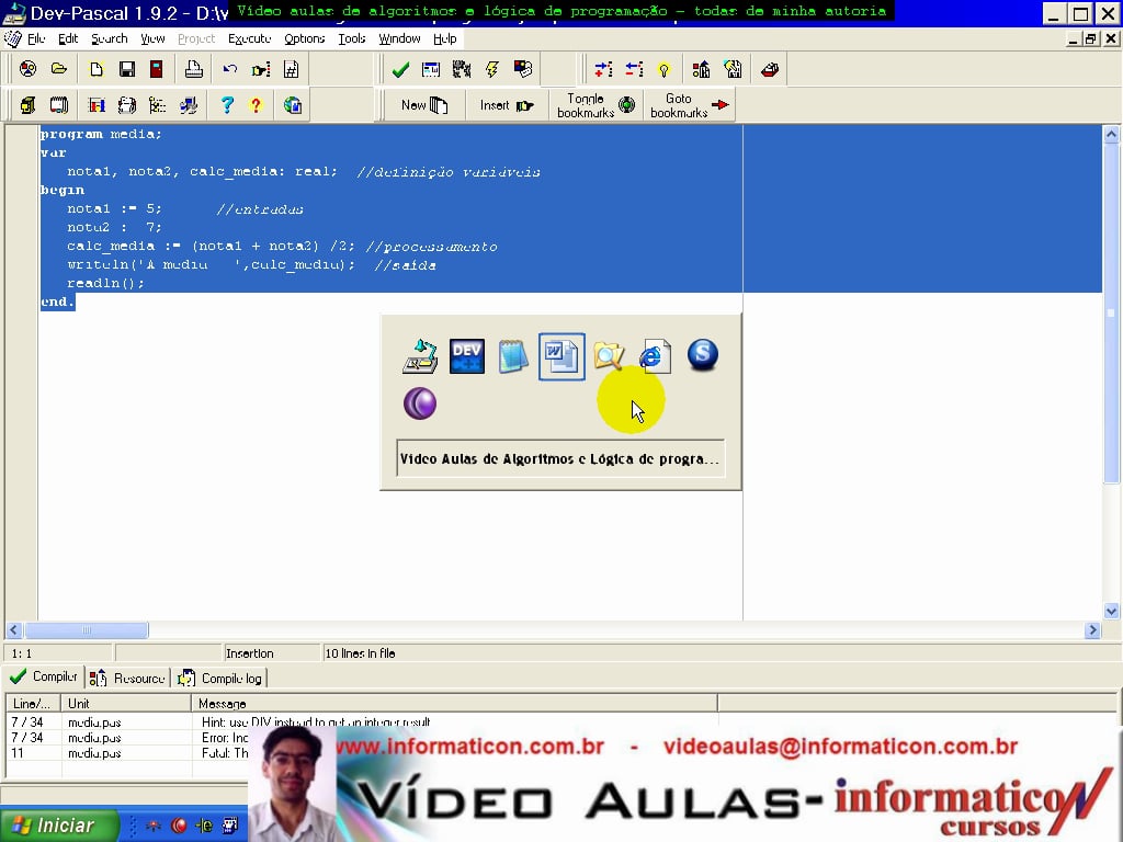 aula 953 Algoritmos e Logica de programação - Dev-C++ on Vimeo
