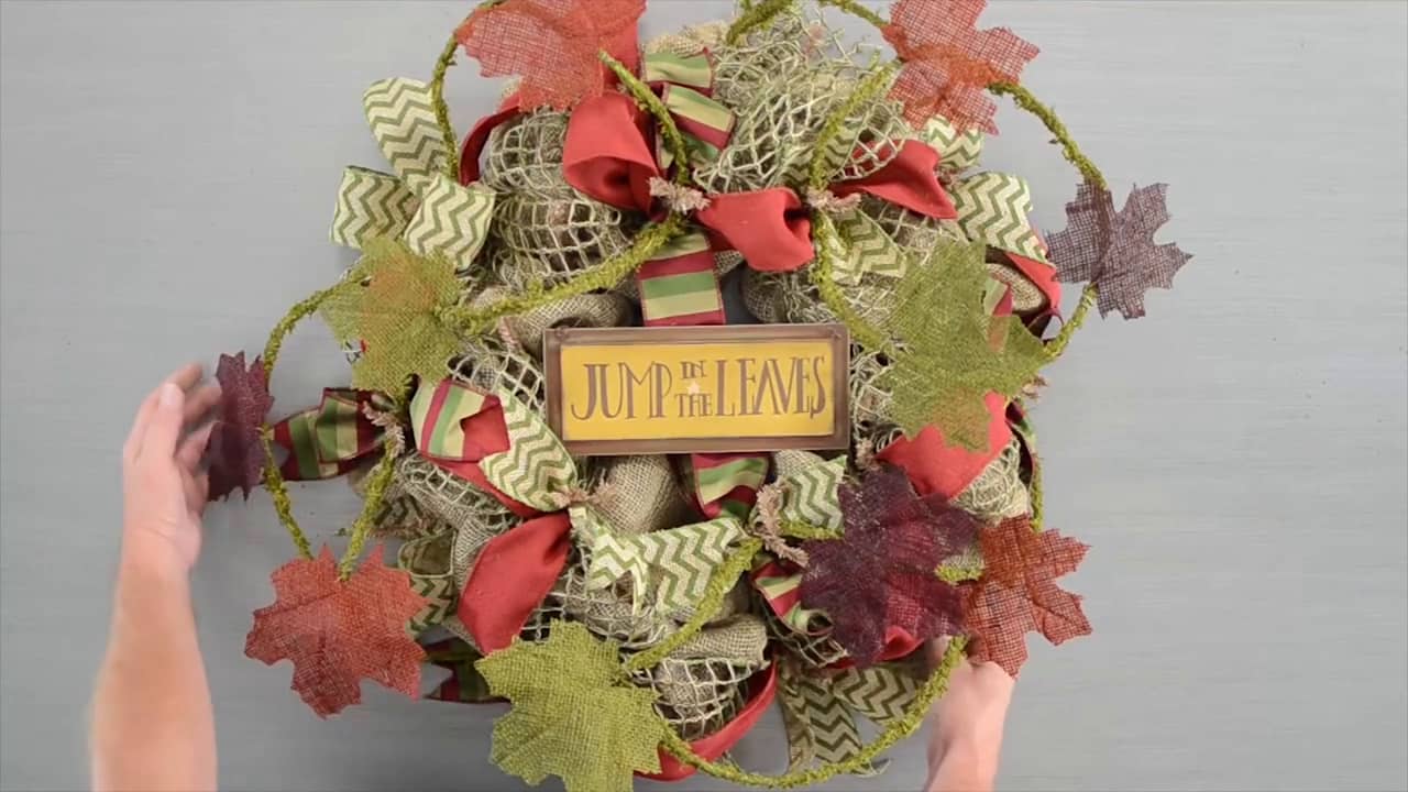 Fall Burlap Jump In the Leaves Wreath on Vimeo