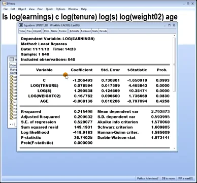 Linear Restrictions on coefficients WALD test - Eviews on Vimeo