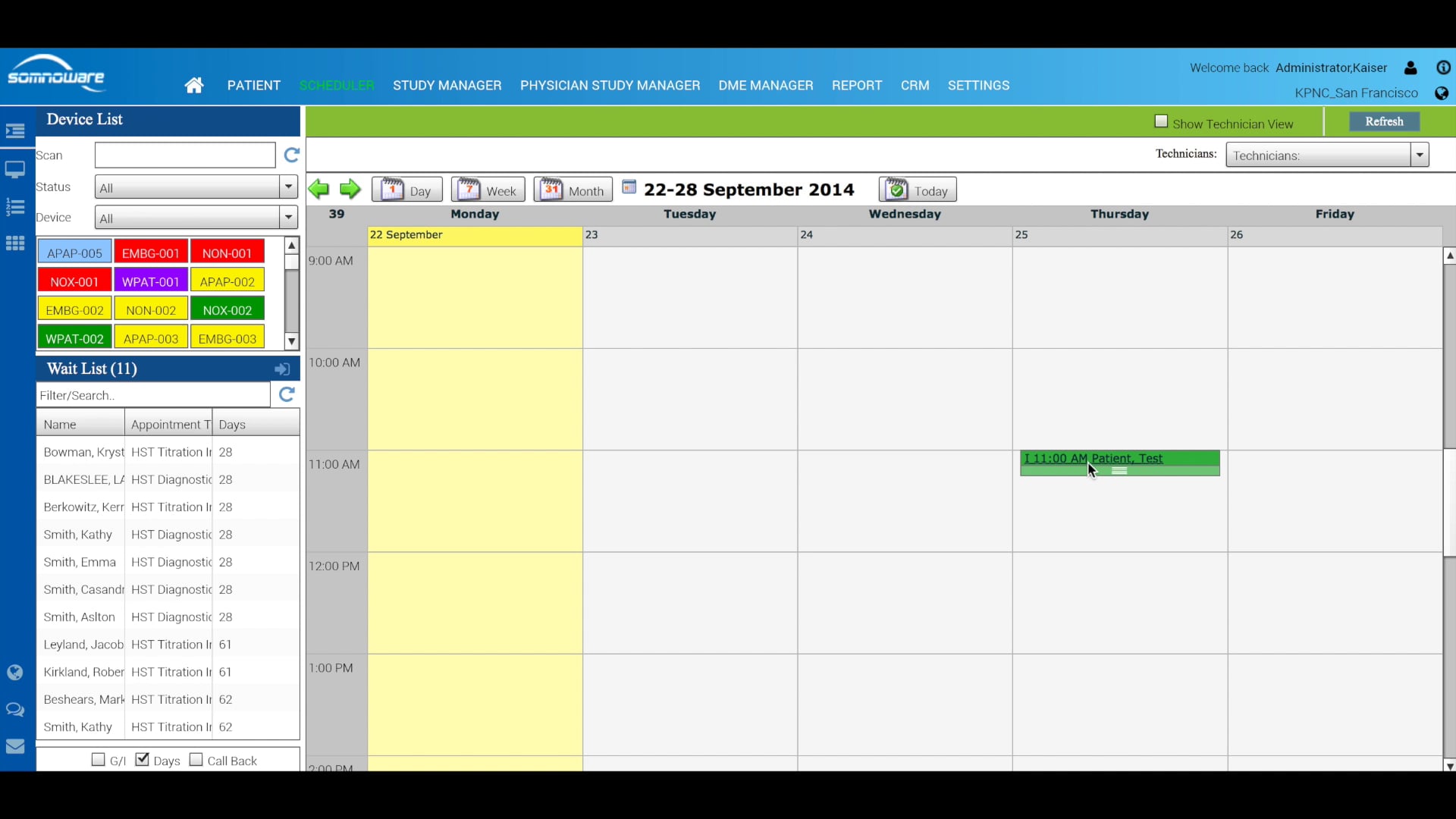 Scheduling an HST with Somnoware
