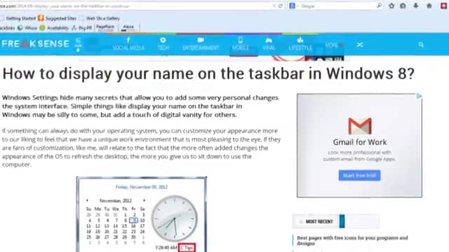 How to display your name on the taskbar in Windows 8? on Vimeo