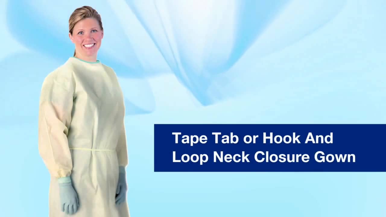 Tape Tab or Hook and Loop Neck Closure Gown on Vimeo