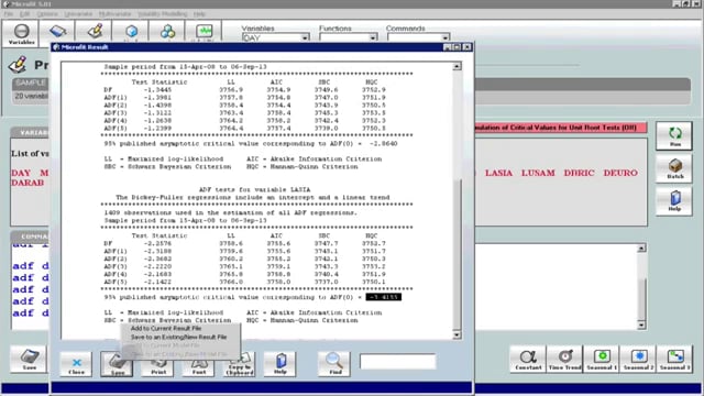 ADF Test using Microfit 5 on Vimeo