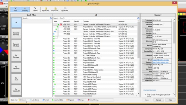 MoTeC M1 Software Tutorial: Package History