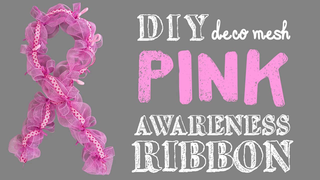 DIY Deco Mesh Pink Awareness Ribbon Wreath on Vimeo