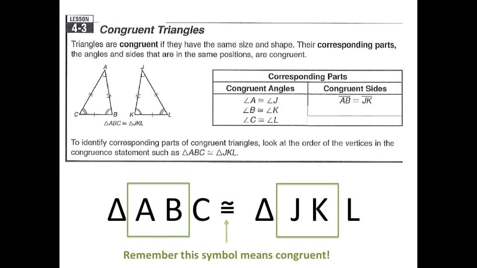 Unit 6, Lesson 4 - Triangle Congruency and Shortcuts on Vimeo