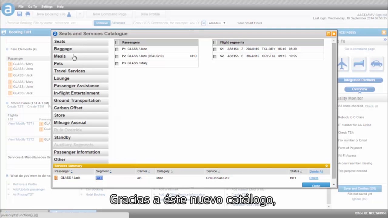 Muéstrame Como… Utilizar el Catalogo de Asientos y Servicios en Amadeus ...