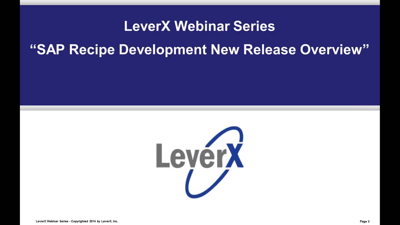 SAP Recipe Development New Release Overview video preview 21Nov14 on Vimeo
