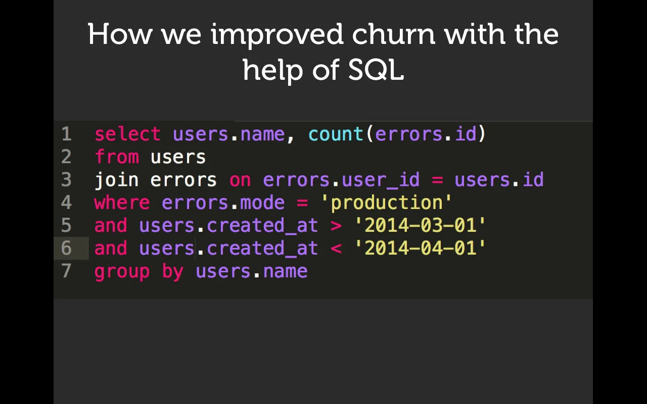 SQL Lecture 8 - How We Improved Churn With SQL on Vimeo