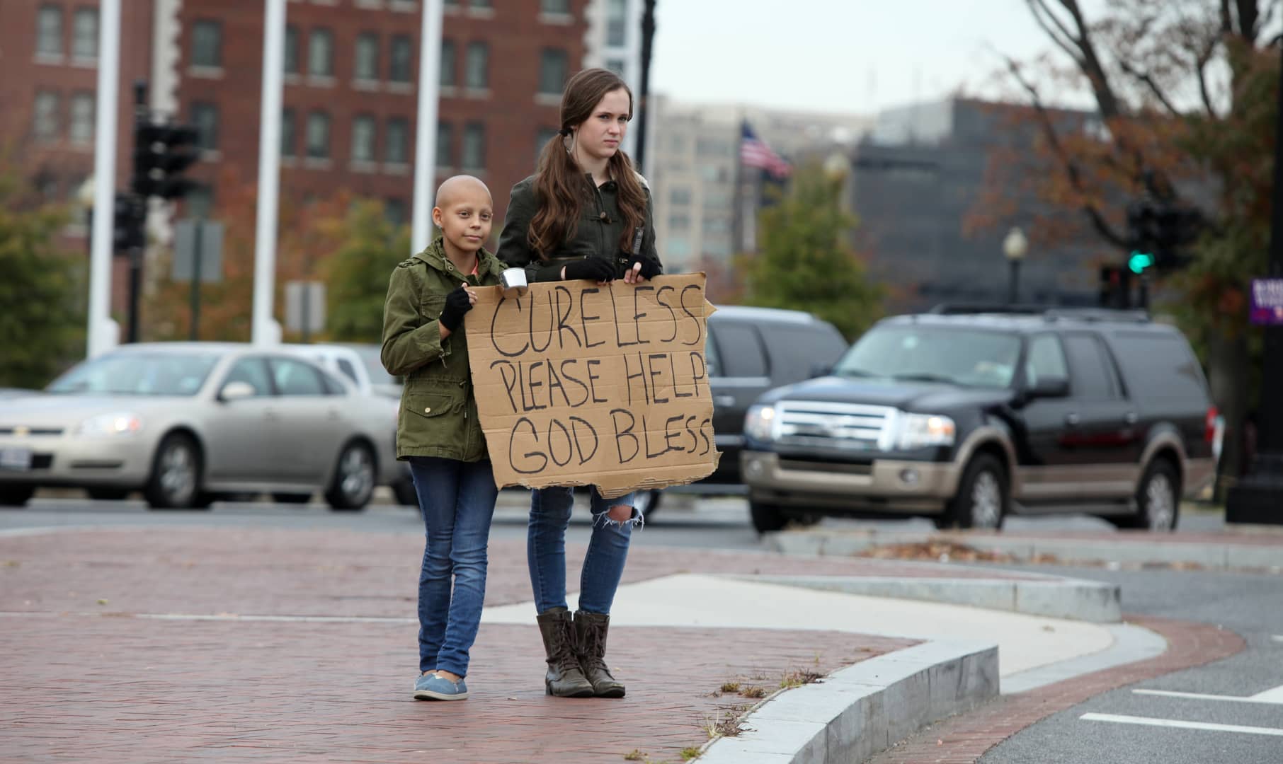 Giving Thanks...12-year-old Delaney Clements and her friend 13-year-old ...