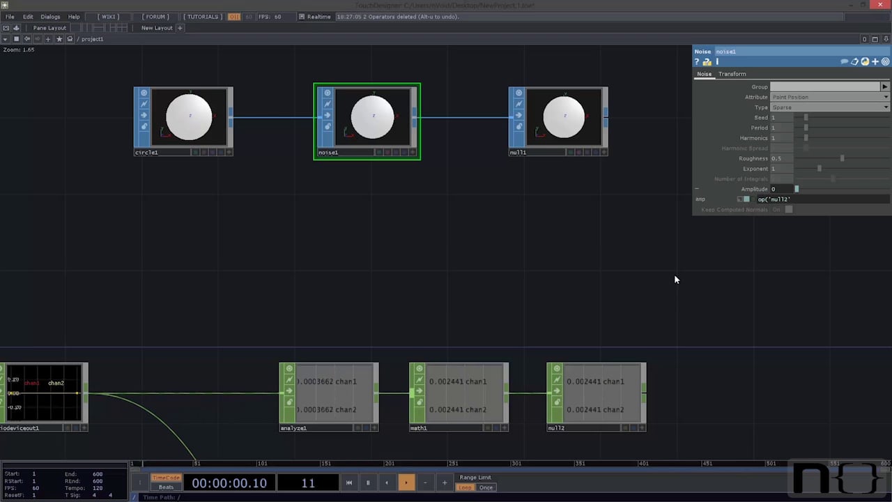 Audio Responsive Geometry tutorial from "An Introduction to TouchDesigner"
