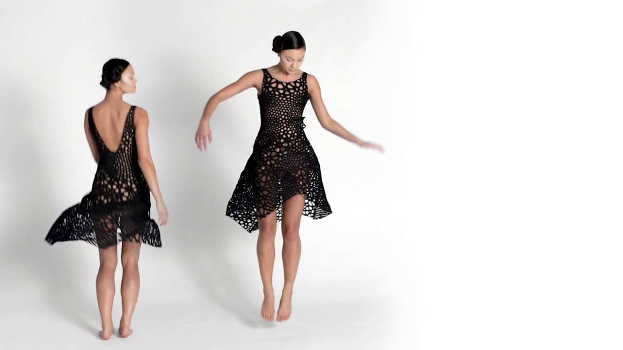 Kinematics Dress - 3D-printed gown in motion on Vimeo