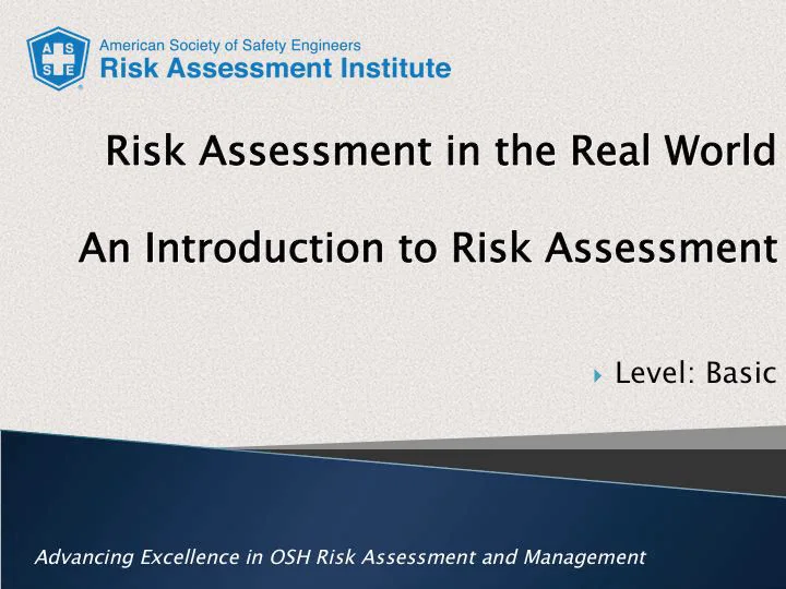 Introduction to Risk Assessment on Vimeo