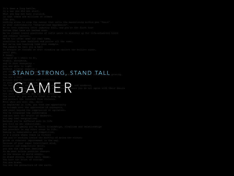 Stand Strong, Stand Tall, Gamer on Vimeo