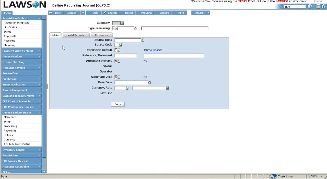 Lawson-GL (General Ledger) - Lawson-GL #1: Recurring Journal Entries on ...