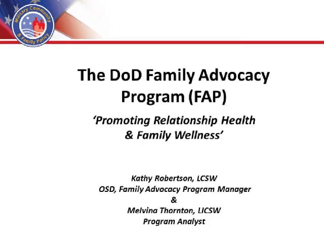 Family Advocacy Programs in the Military Services (06-26-2013) on Vimeo