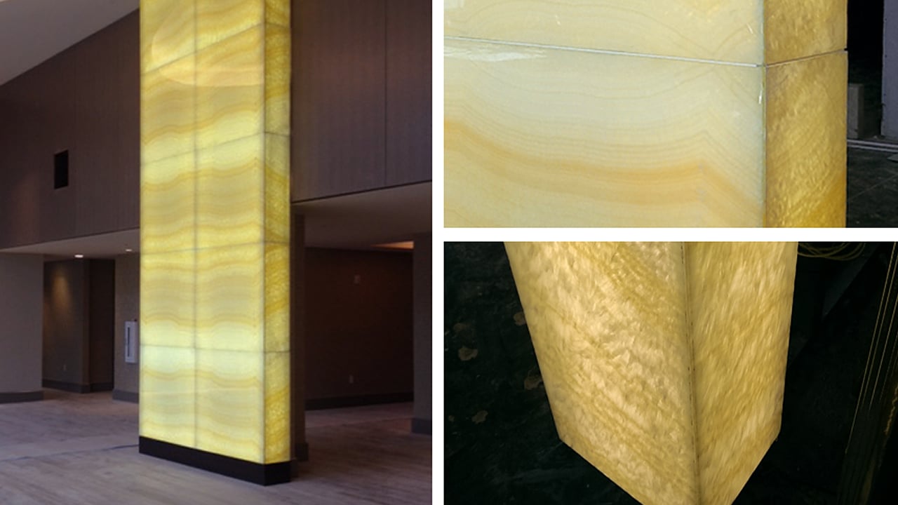 Backlit Honey Onyx Feature Wall | Custom Build Process | One Lakes Edge ...