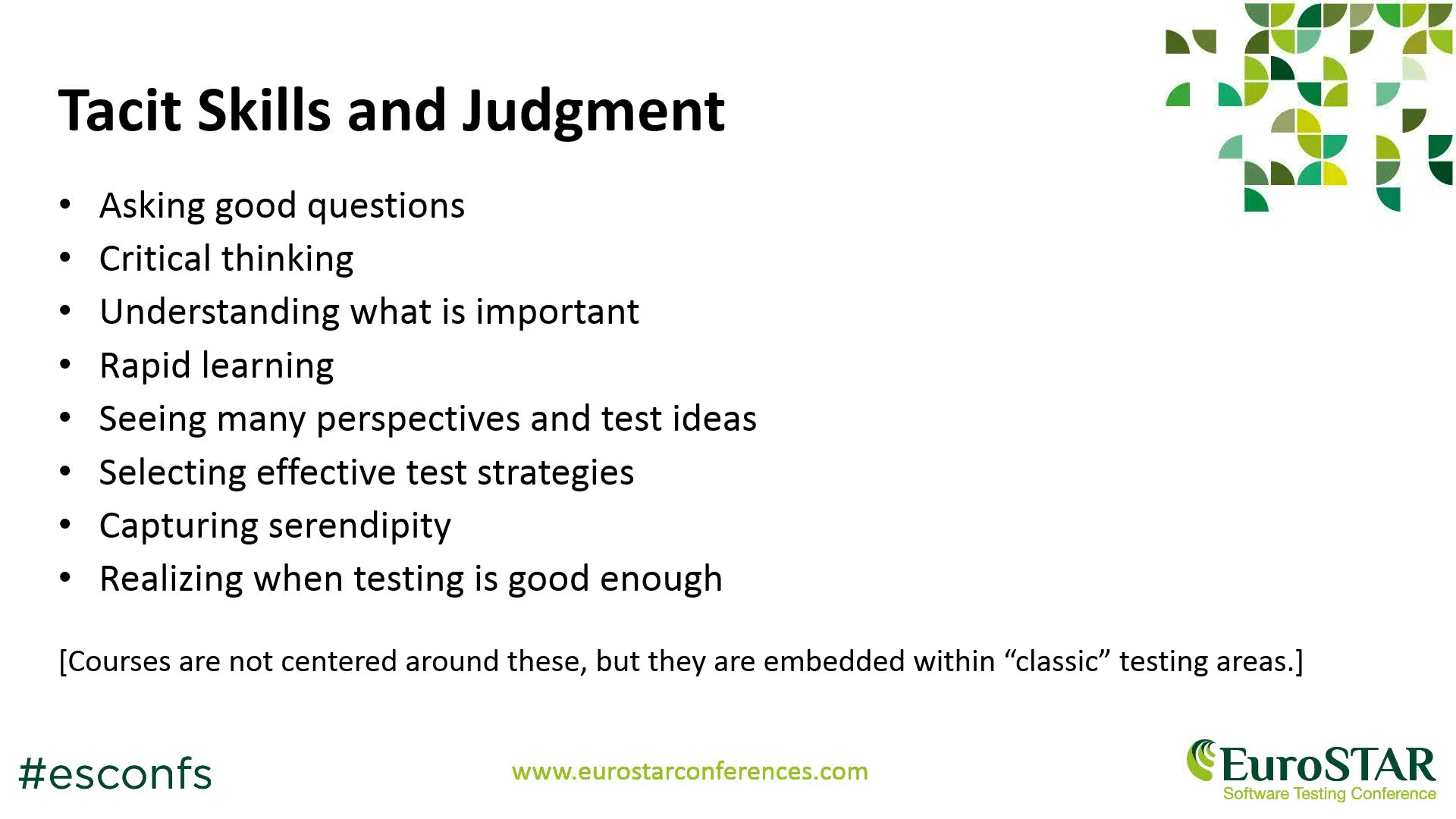 Trying to Teach Testing Skills and Judgement on Vimeo