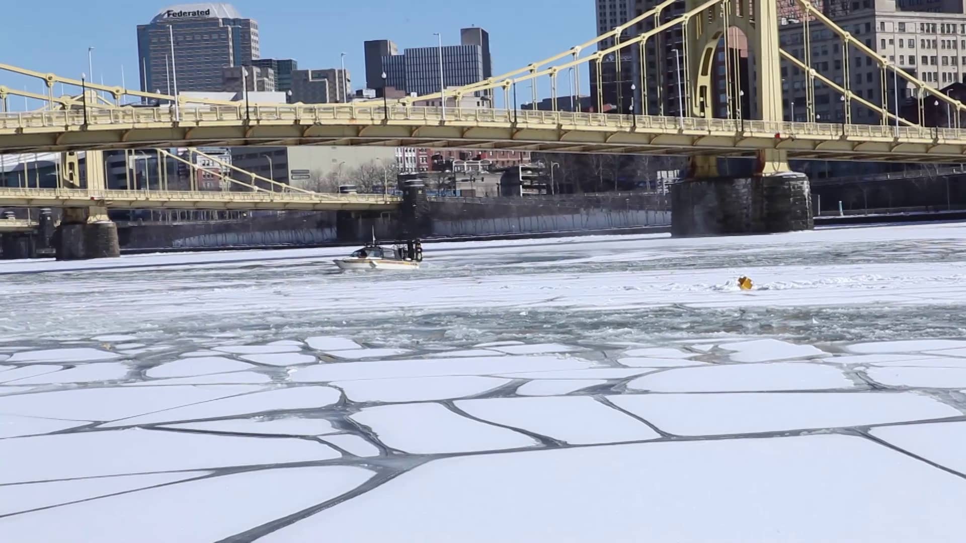 Pittsburgh River Rescue Breaks the Ice of the Frozen Allegheny River on ...