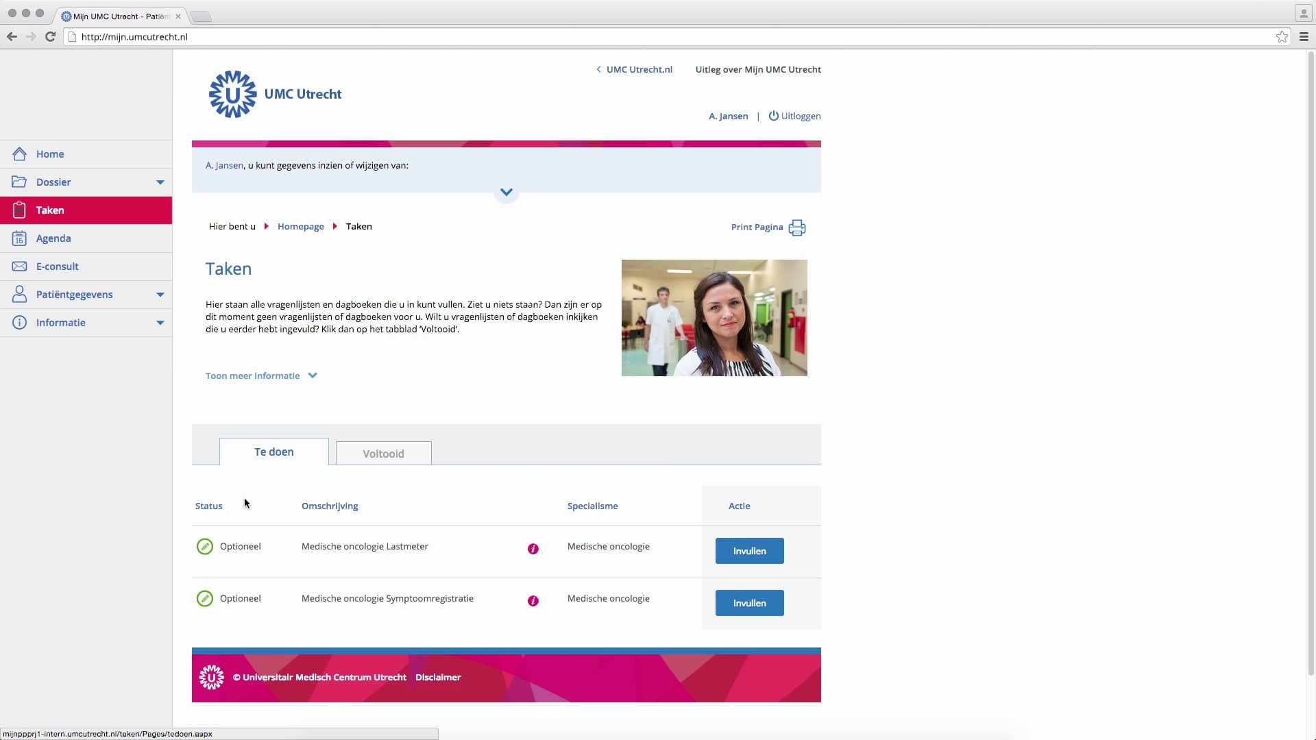 Uw taken en agenda in het patiëntenportaal Mijn UMC Utrecht on Vimeo