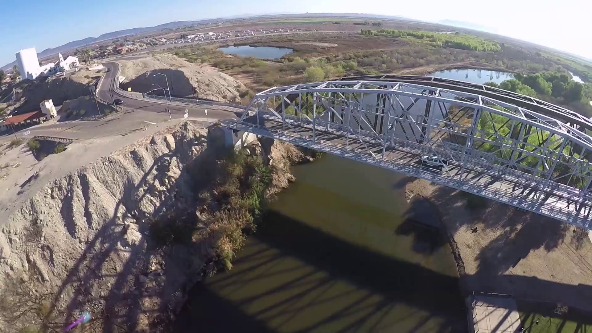 Old Fort Yuma Buildings & Ocean to Ocean Bridge Aerial Footage, Yuma AZ ...